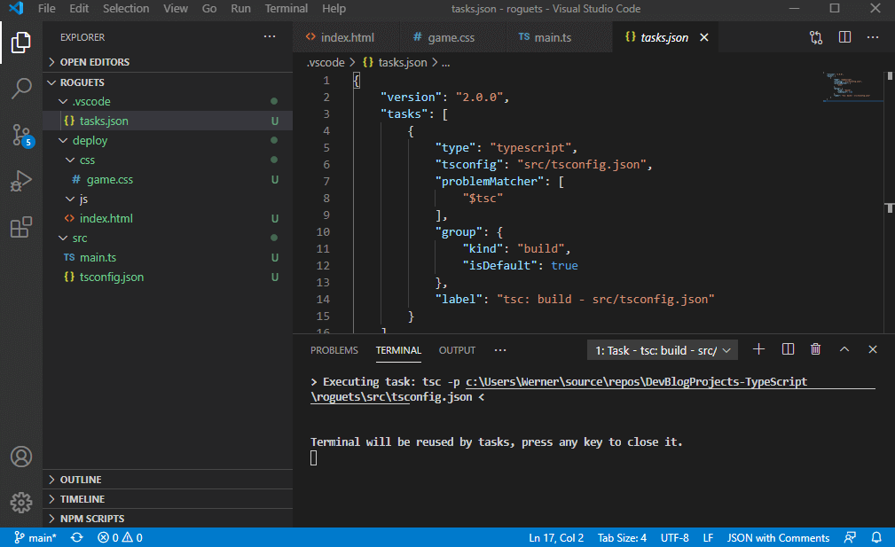 TypeScript Visual Studio Code Tutorial Build Script Developer Blog